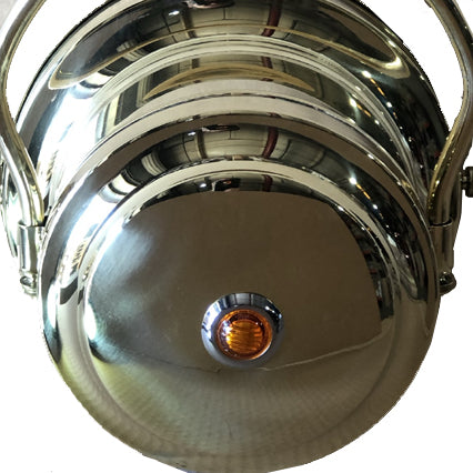 Polished brass headlights with copper center bands – The Brassworks